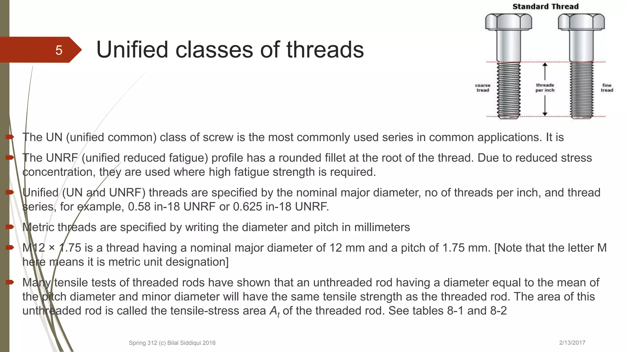 ME 312 Mechanical Machine Design [Screws, Bolts, Nuts] | PPTX