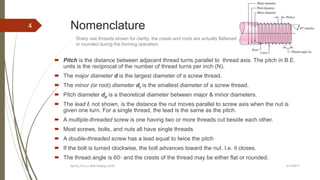 ME 312 Mechanical Machine Design [Screws, Bolts, Nuts] | PPTX