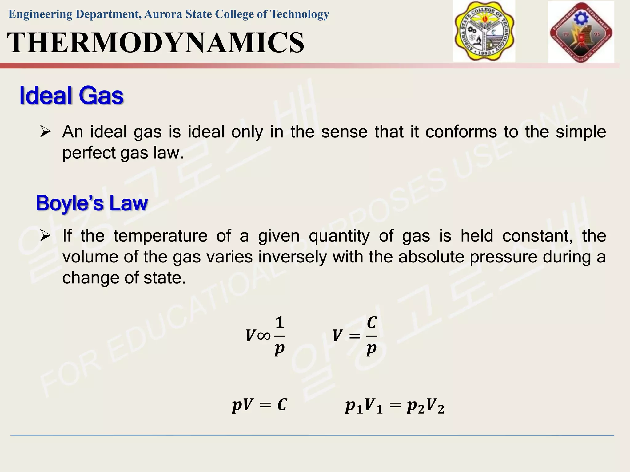 ME 313_Thermodynamics_Ideal Gases_Student Version.pptx | Chemistry | Science