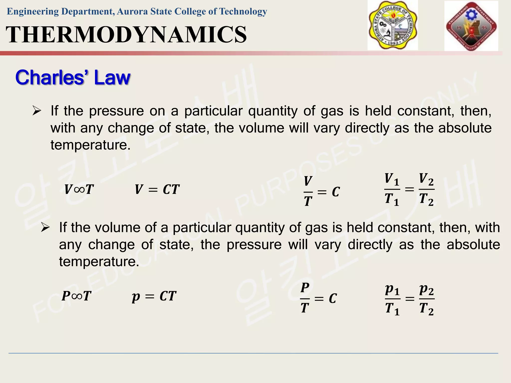 ME 313_Thermodynamics_Ideal Gases_Student Version.pptx | Chemistry ...