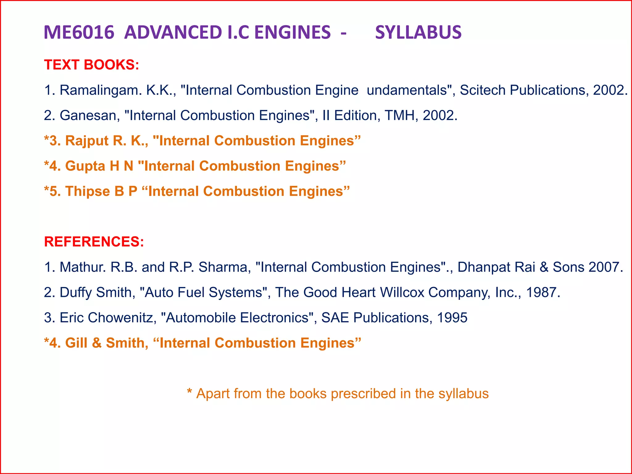 Me6016 advanced i c engines unit i | PPTX
