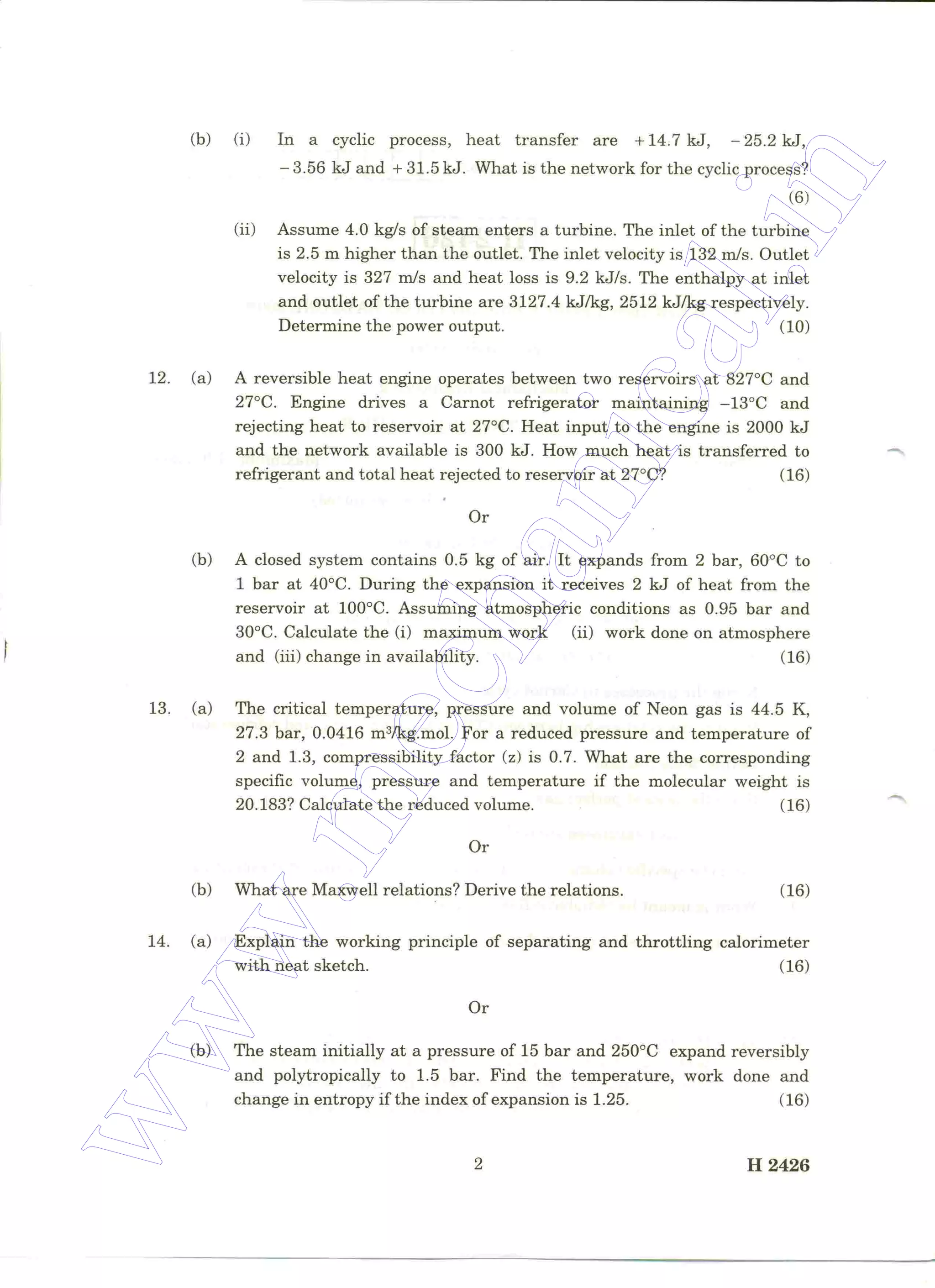 ME6301 ENGINEERING THERMODYNAMICS ANNA UNIVERSITY QUESTION PAPER may june 2009 | PDF