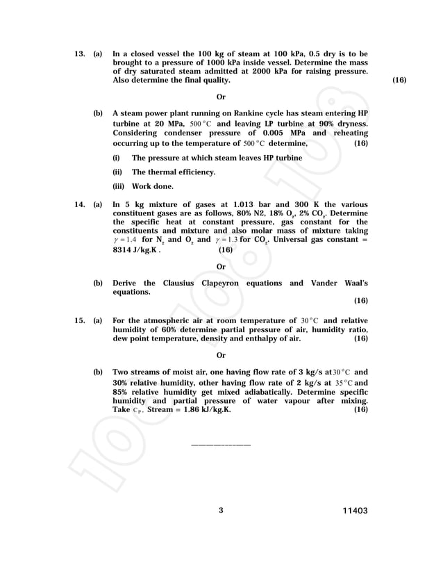 ME6301 ENGINEERING THERMODYNAMICS ANNA UNIVERSITY QUESTION PAPER may ...