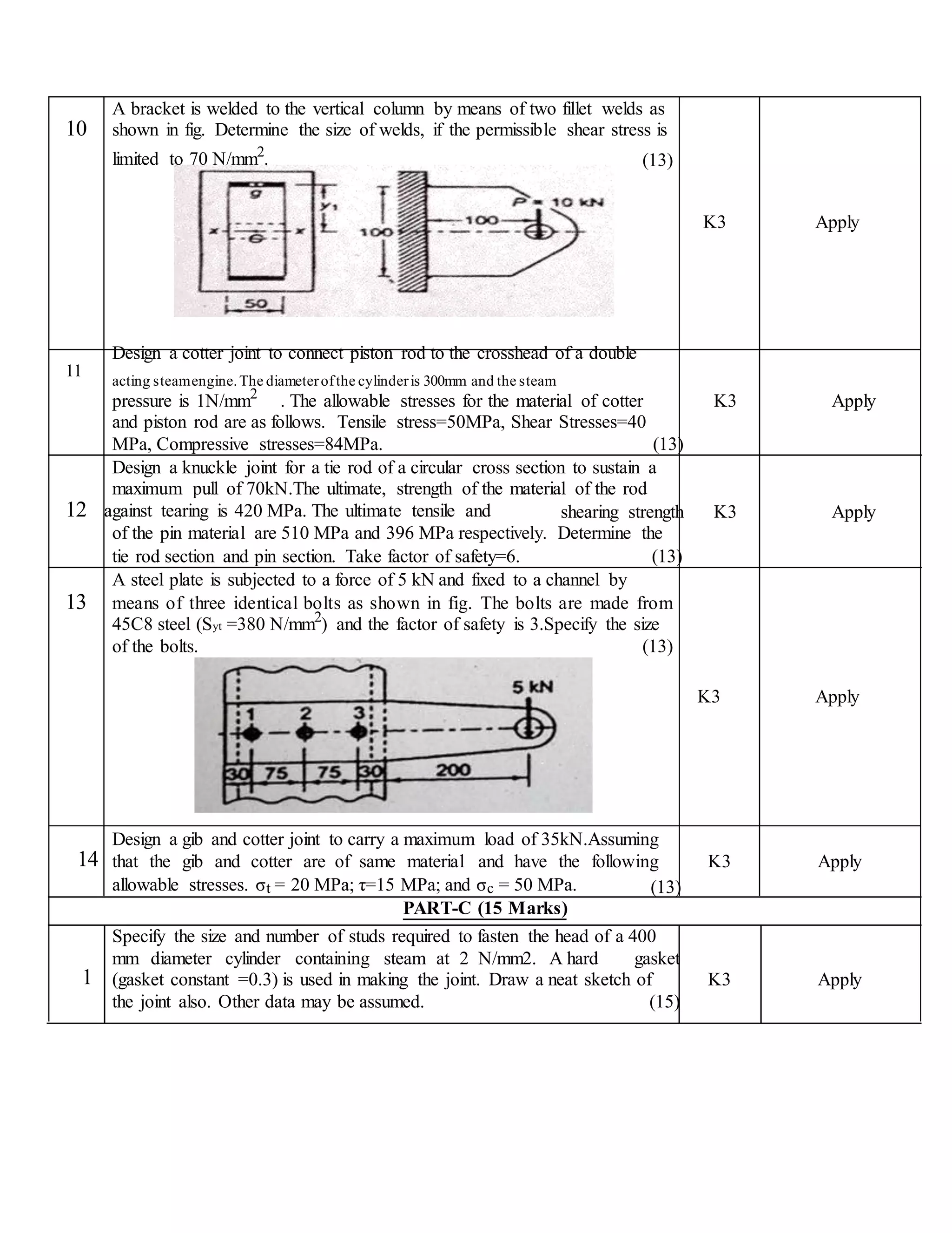 ME6503 design of machine elements - question bank. | DOCX