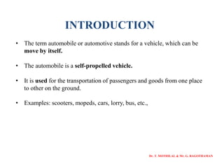 ME6602 - AUTOMOBILE ENGINEERING - UNIT 1- VEHICLE STRUCTURE AND ENGINES ...