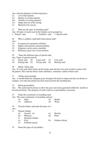 Me8392 manufacturing technology-i part-a questions & answers- | PDF