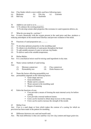 Me8392 manufacturing technology-i part-a questions & answers- | PDF