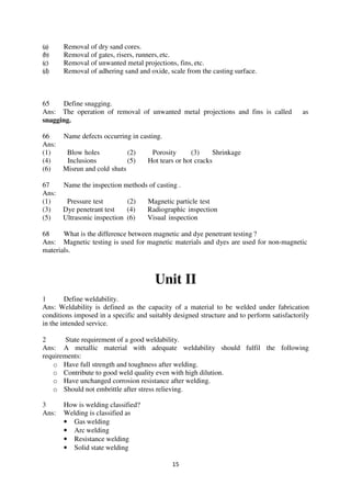 Me8392 manufacturing technology-i part-a questions & answers- | PDF | Chemistry | Science