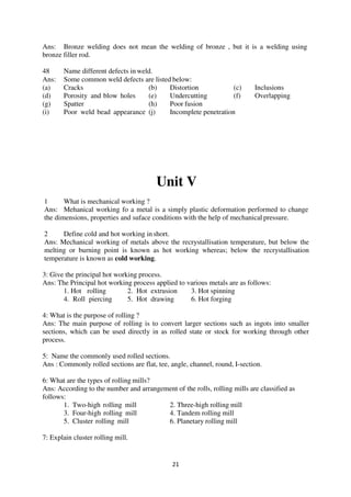 Me8392 manufacturing technology-i part-a questions & answers- | PDF