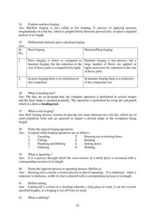 Me8392 manufacturing technology-i part-a questions & answers- | PDF
