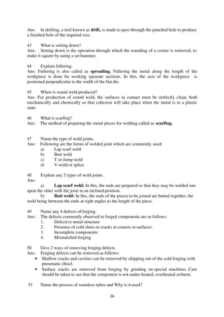 Me8392 manufacturing technology-i part-a questions & answers- | PDF