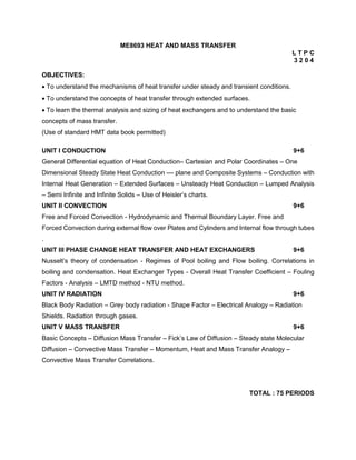 ME8693 Heat and Mass Transfer syllabus | PDF
