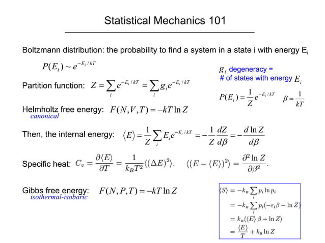 Lecture: Ensembles and free energy in Monte Carlo simulations | PPT