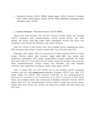 Mea( Masyarakat Ekonomi Asean) | PDF