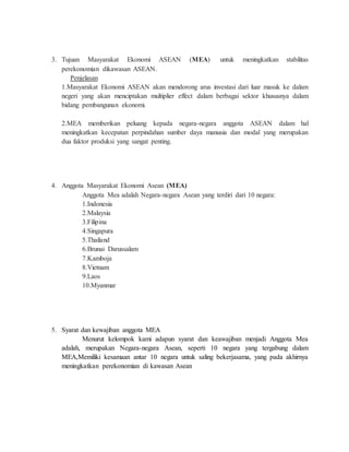Mea( Masyarakat Ekonomi Asean) | PDF