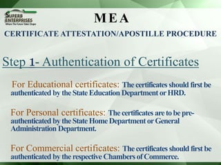 MEA CERTIFICATE ATTESTATION & APOSTILLE PROCEDURE | PPTX