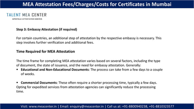 MEA Attestation Fees/Charges/Costs for Certificates in Mumbai | PPT