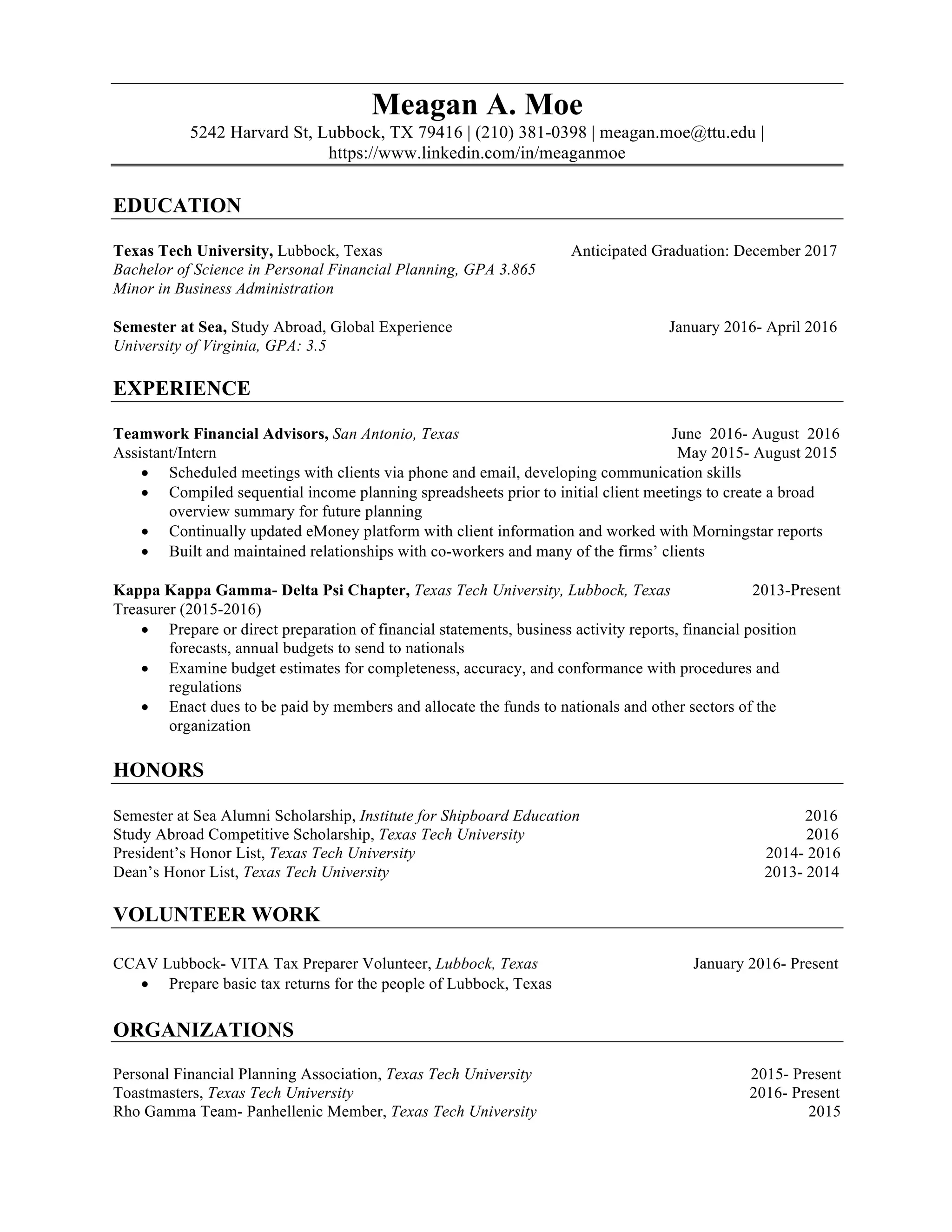 Meagan moe Resume 2017 | PDF