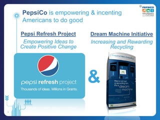 Pepsi's Dream Machine and Refresh Project: Enabling Aspired Change | PDF
