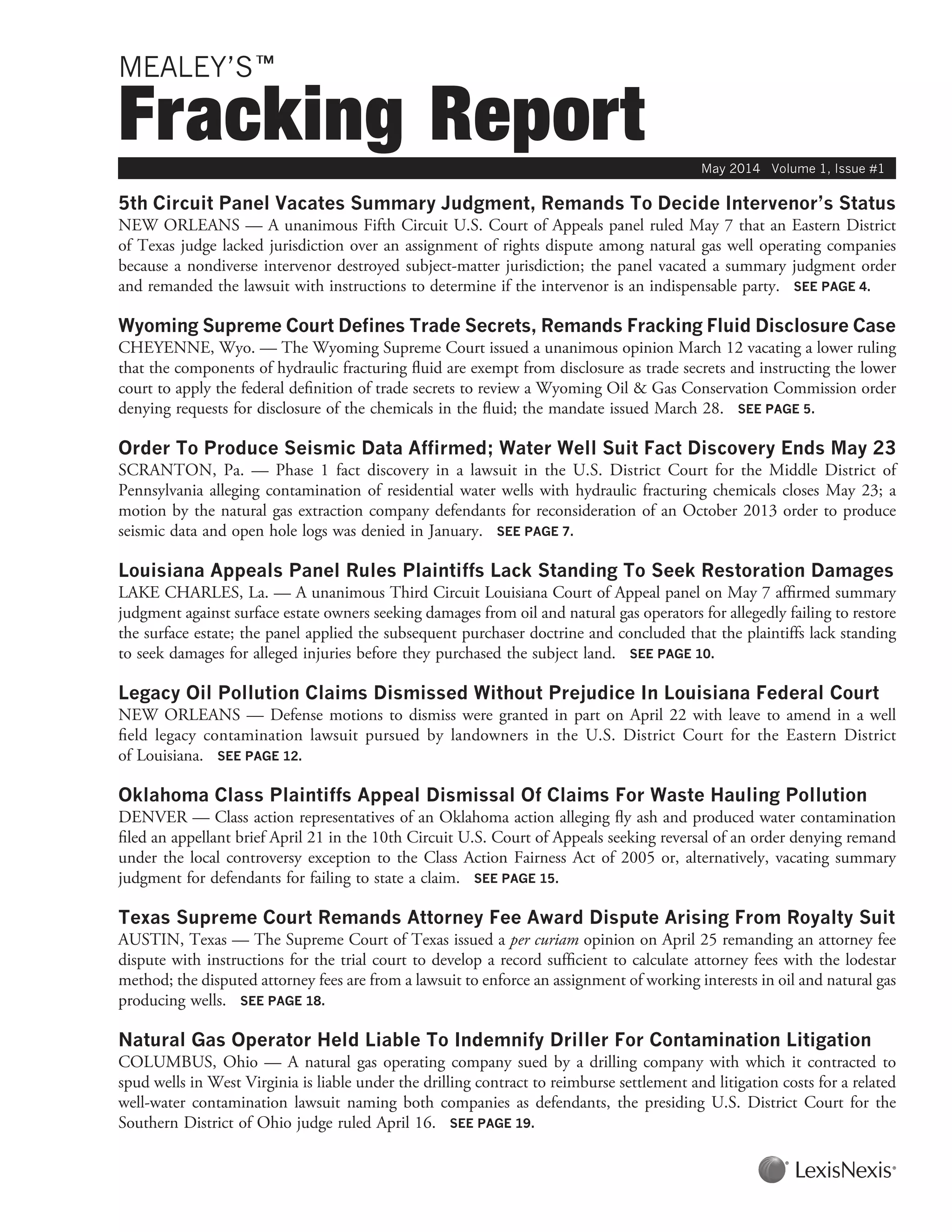 Mealey's Fracking-Report-sample-issue-may-2014 | PDF