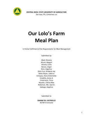 Meal Plan (Meal Management) | PDF