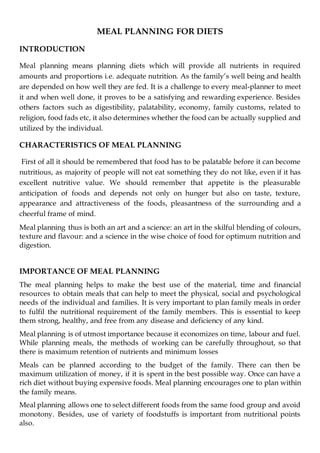 Meal planning | DOCX
