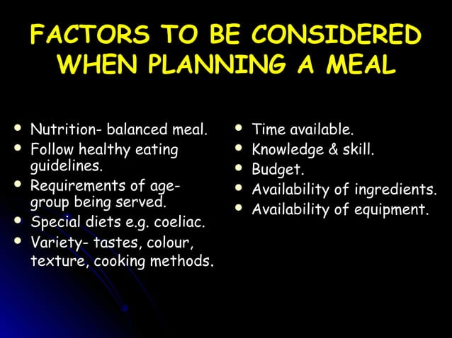 Meal planning and preparation | PPT