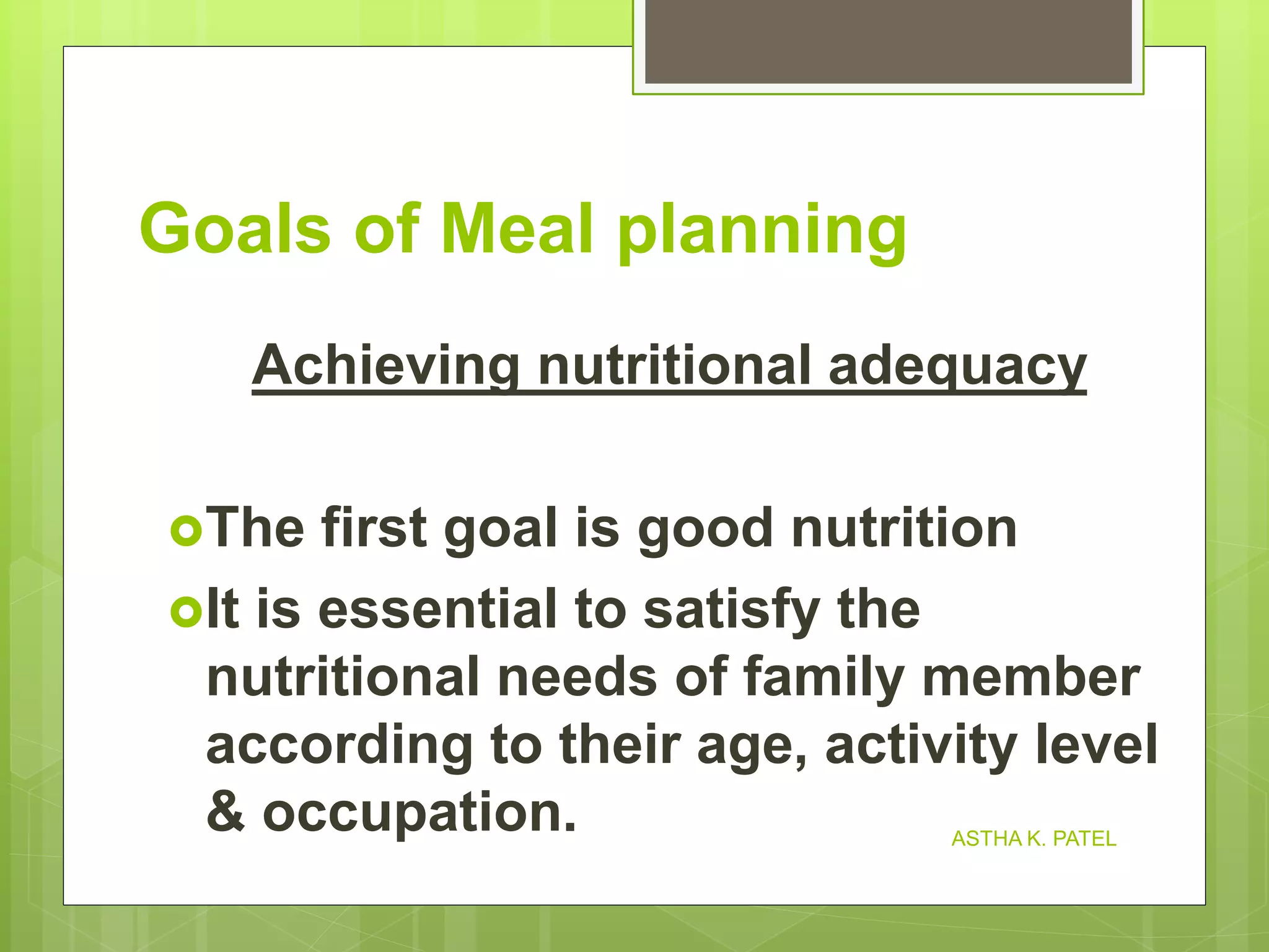 Meal Planning or diet Planning | PPTX