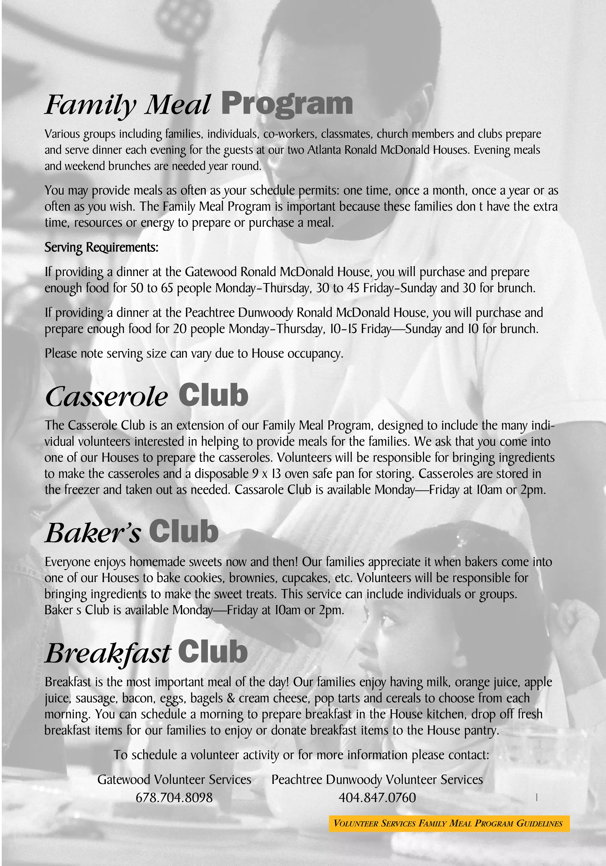 Ronald McDonald House Meal Guidelines | PDF