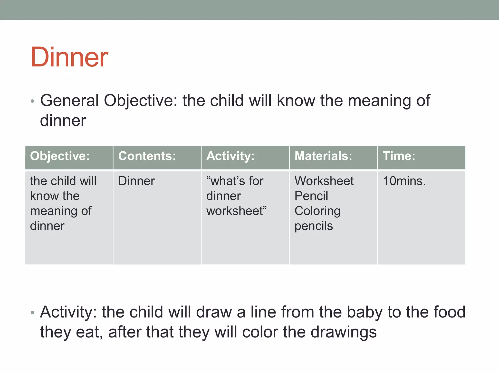 Meals of the day activities | PPTX