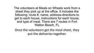 Meals on wheels by jasmin mc kinnie | PPT