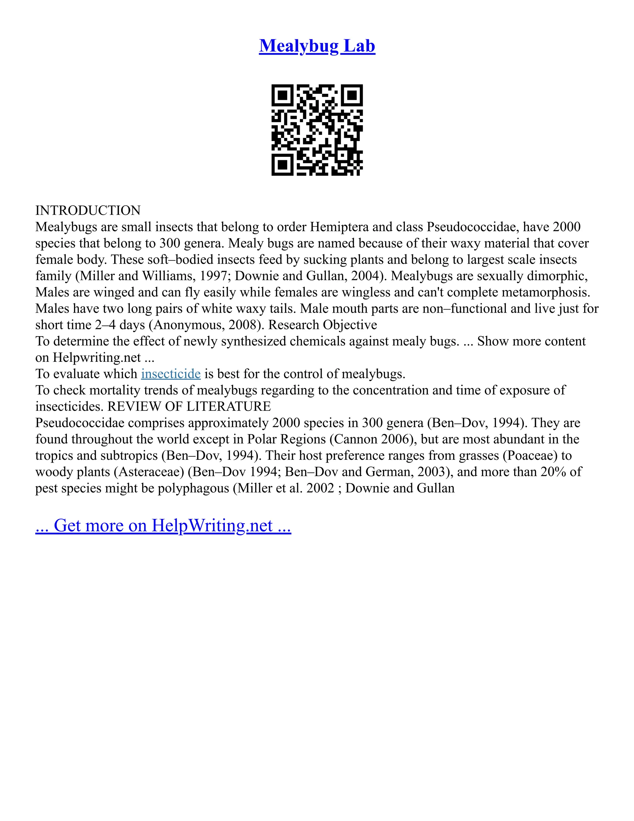 Mealybug Lab | PDF