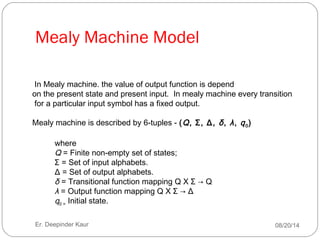 Mealy moore machine model | PPT