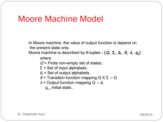Mealy Moore Machine Model Ppt