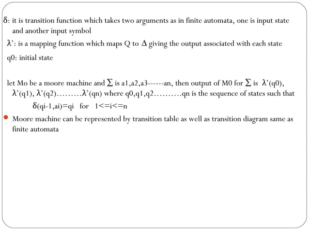 Mealy Moore Machine Model Ppt