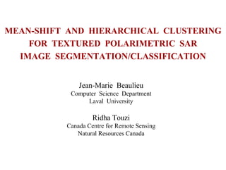 WE4.L09 - MEAN-SHIFT AND HIERARCHICAL CLUSTERING FOR TEXTURED POLARIMETRIC SAR IMAGE ...