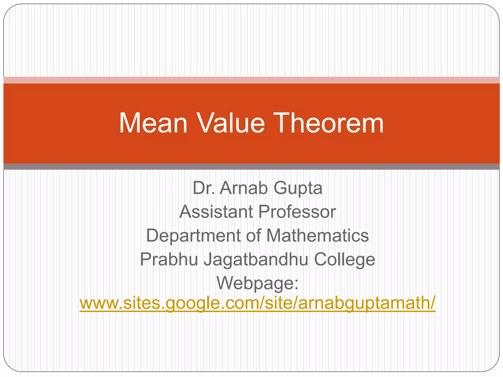 Mean Value Theorem Pptx Math Pptx