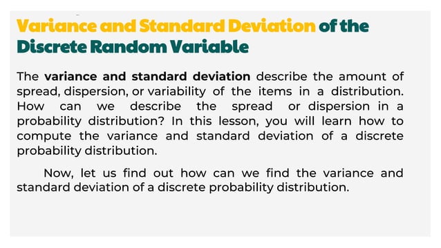 Mean And Variance Of Discrete Random Variable Pptx