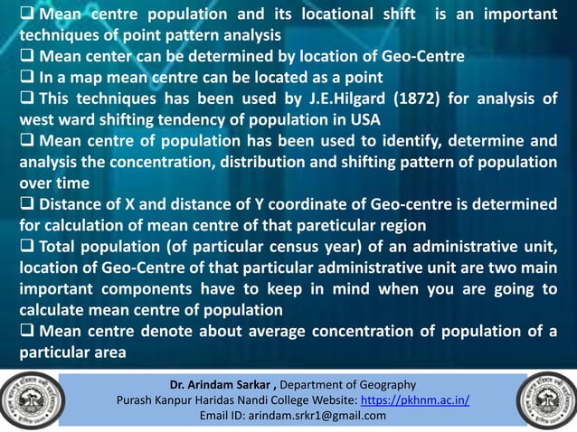 Mean centre of population | PPTX | Geography | Science