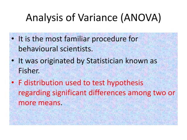 Mean comparison ii variance analysis | PPT