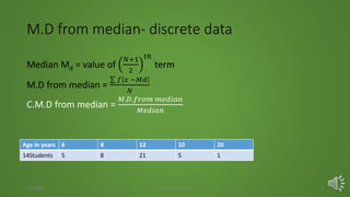 Mean deviation :individual and discrete data | PPT