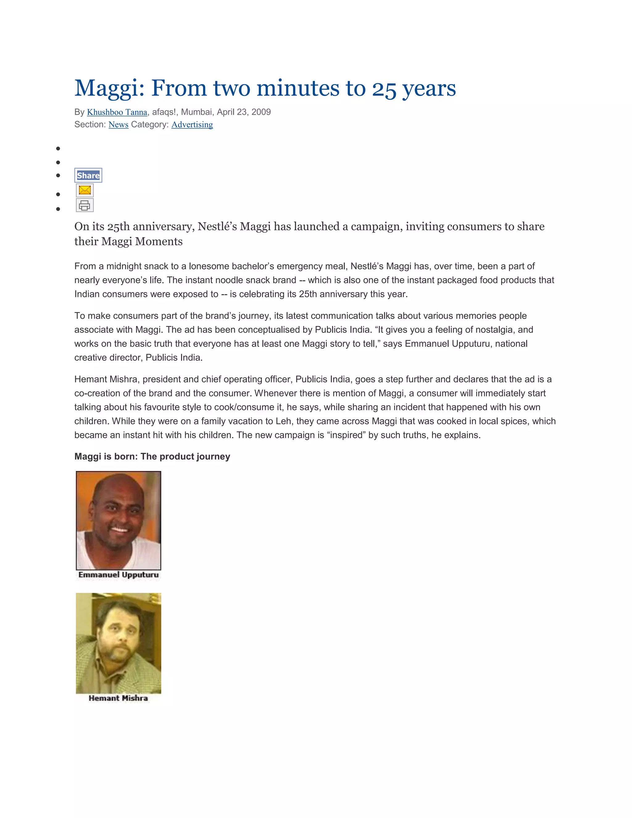 Me and meri maggi(25 years of success story) | DOCX