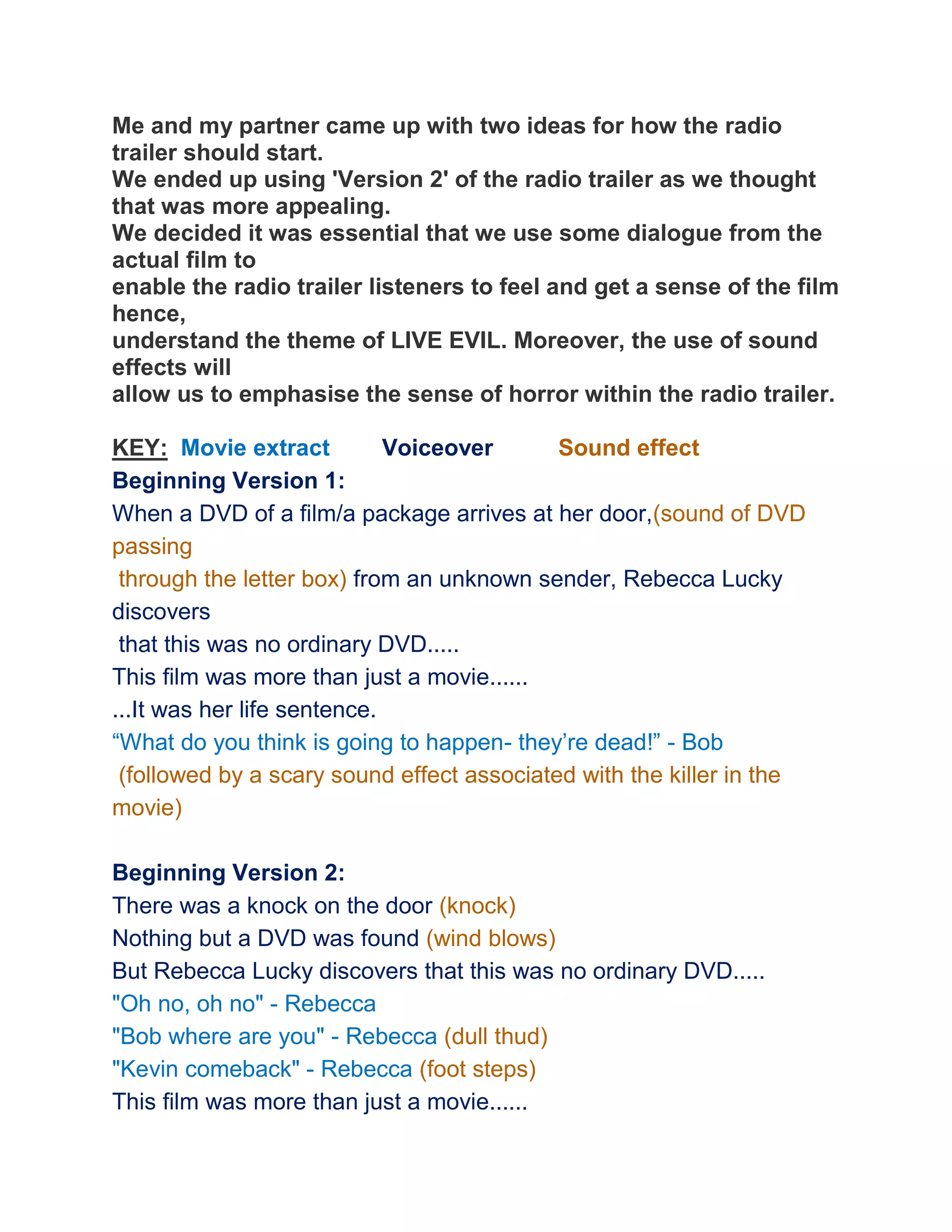 Radio Trailer Script | DOCX