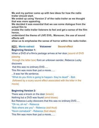 Radio Trailer Script | DOCX