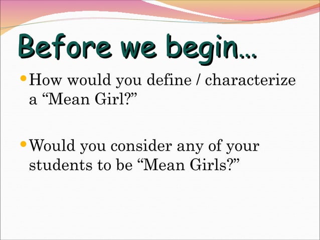 Bullying Training -Mean Girls | PPT