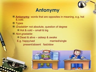 Meaning relations and properties | PPT