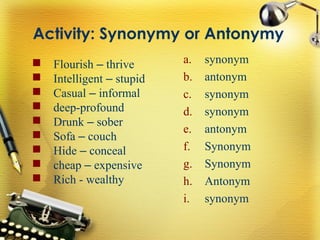 Meaning relations and properties | PPT