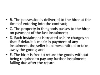 Meaning and characteristic of hire purchase finance | PPT