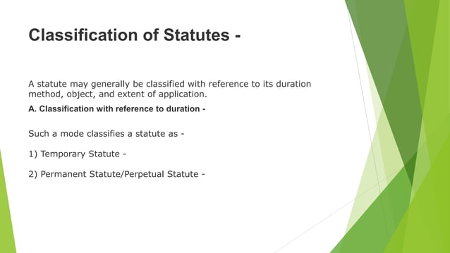 Meaning and Classifcation of Statute..pptx | Law