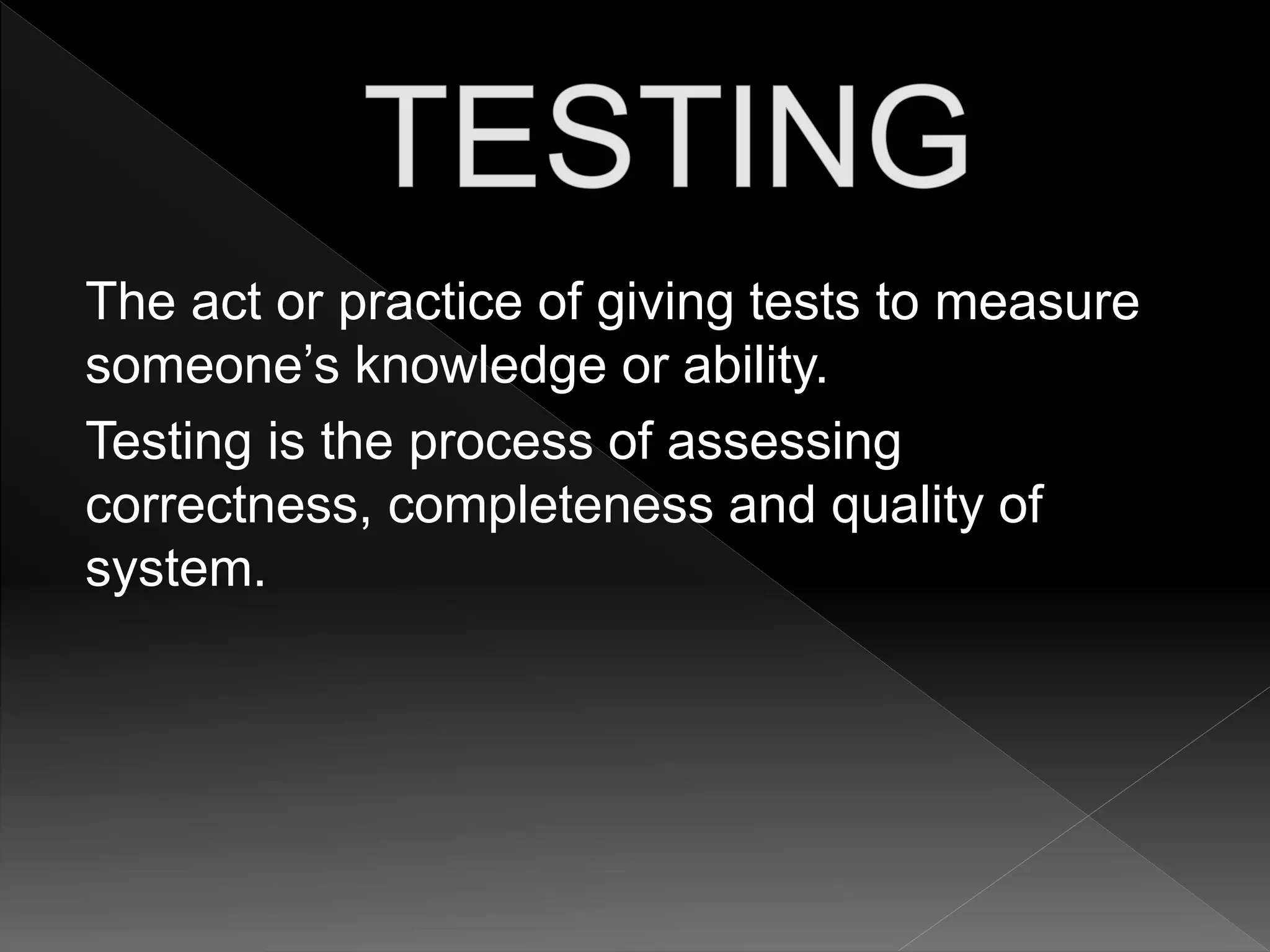 Meaning and concept of test, testing, measurement, assessment and ...